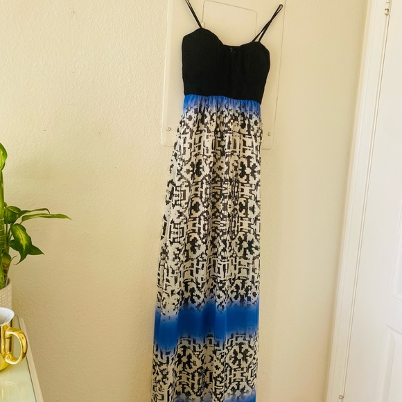 Dresses | Blue And Black Boho Maxi Dress | Poshmark